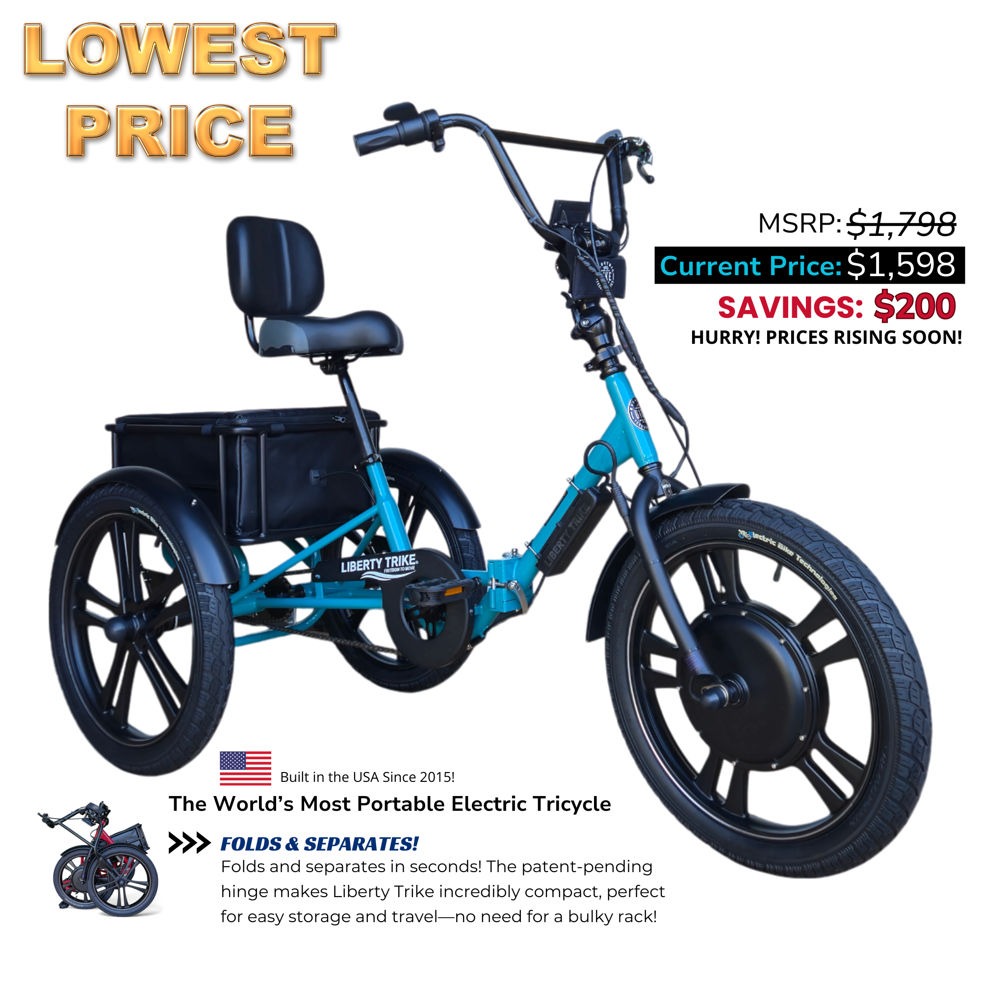 Electric Folding Mobility Tricycle – Liberty Trike 20" - LibertyTrike.com